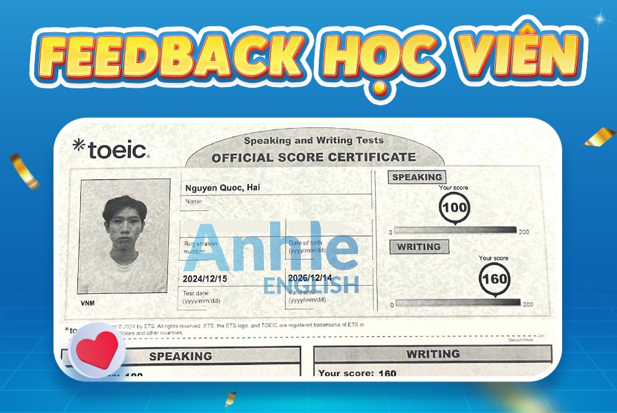 Bạn Quốc Hải| 260/400 Toeic