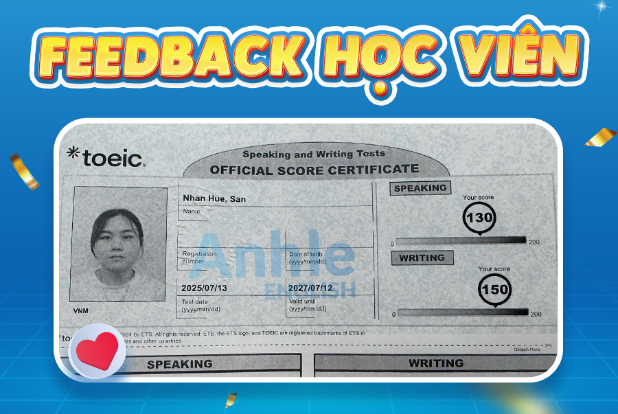 Bạn Huệ San | 280/400 Toeic
